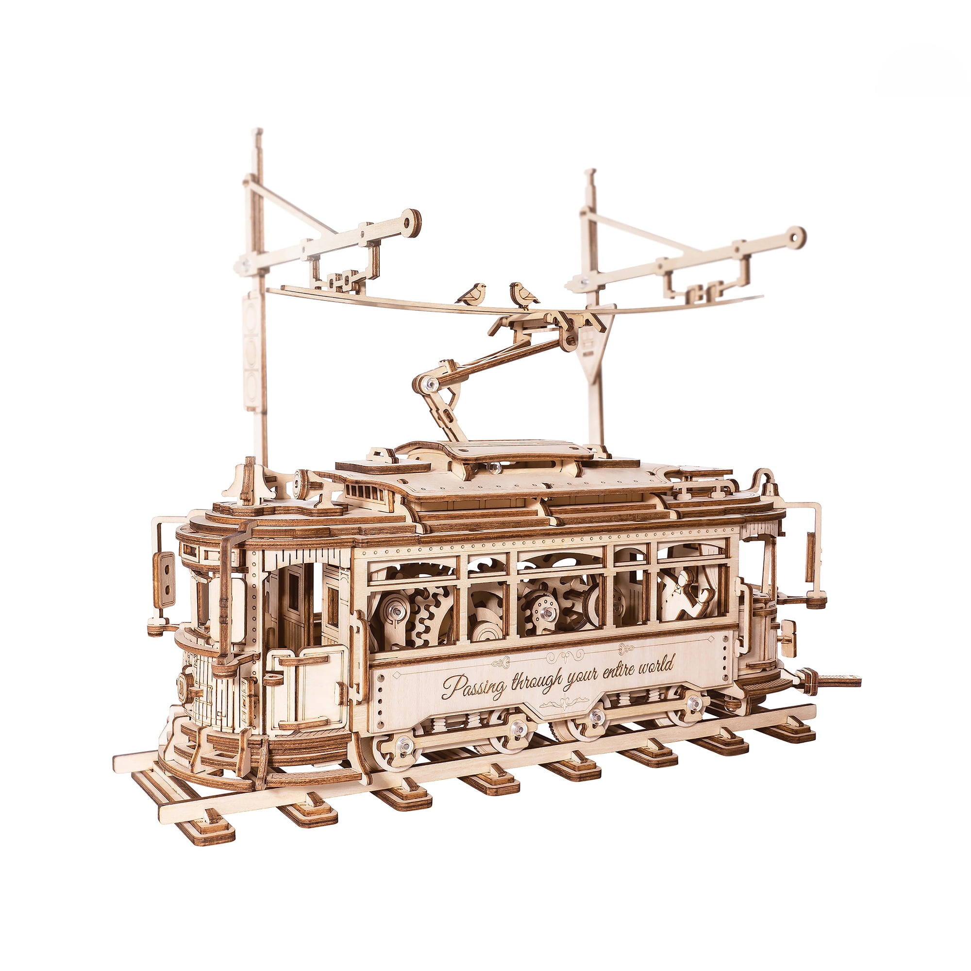 ROKR 3D Puzzle Classic City Tram Car Mechanical Gear Model Kit Birthday ...