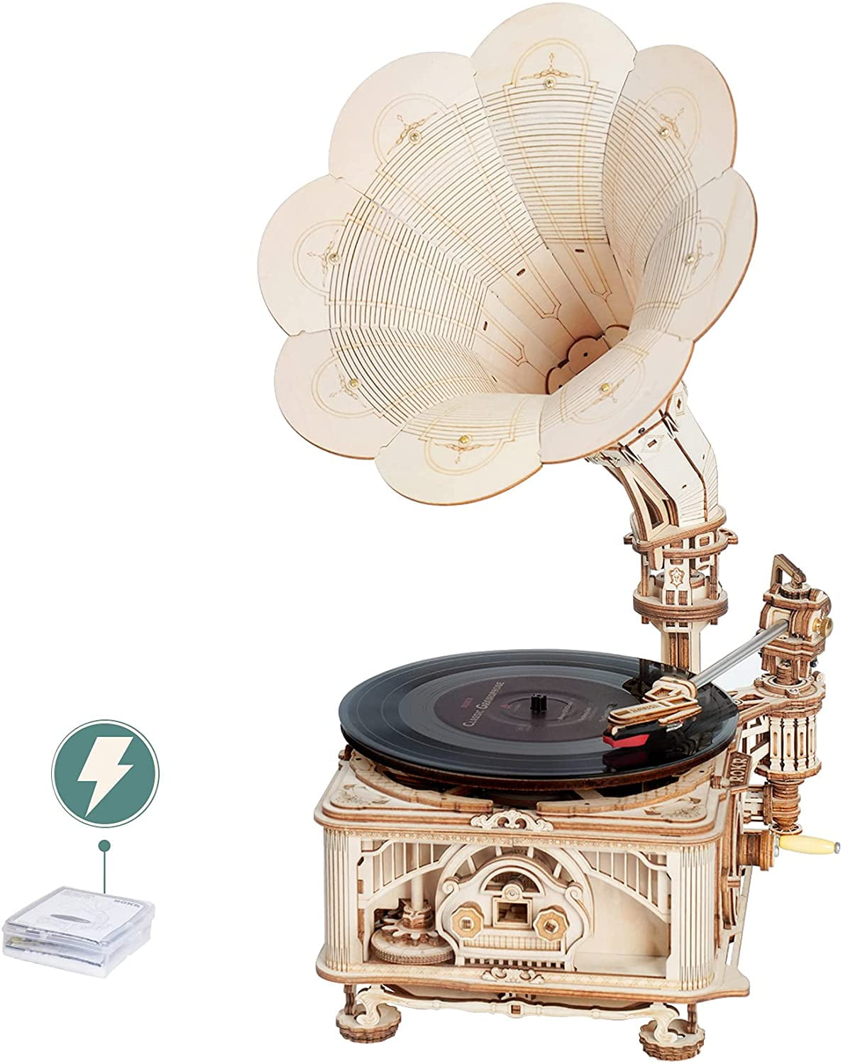 ROKR 3D Wooden Puzzle Gramophone, For Adults and Kids, Electric Model ...