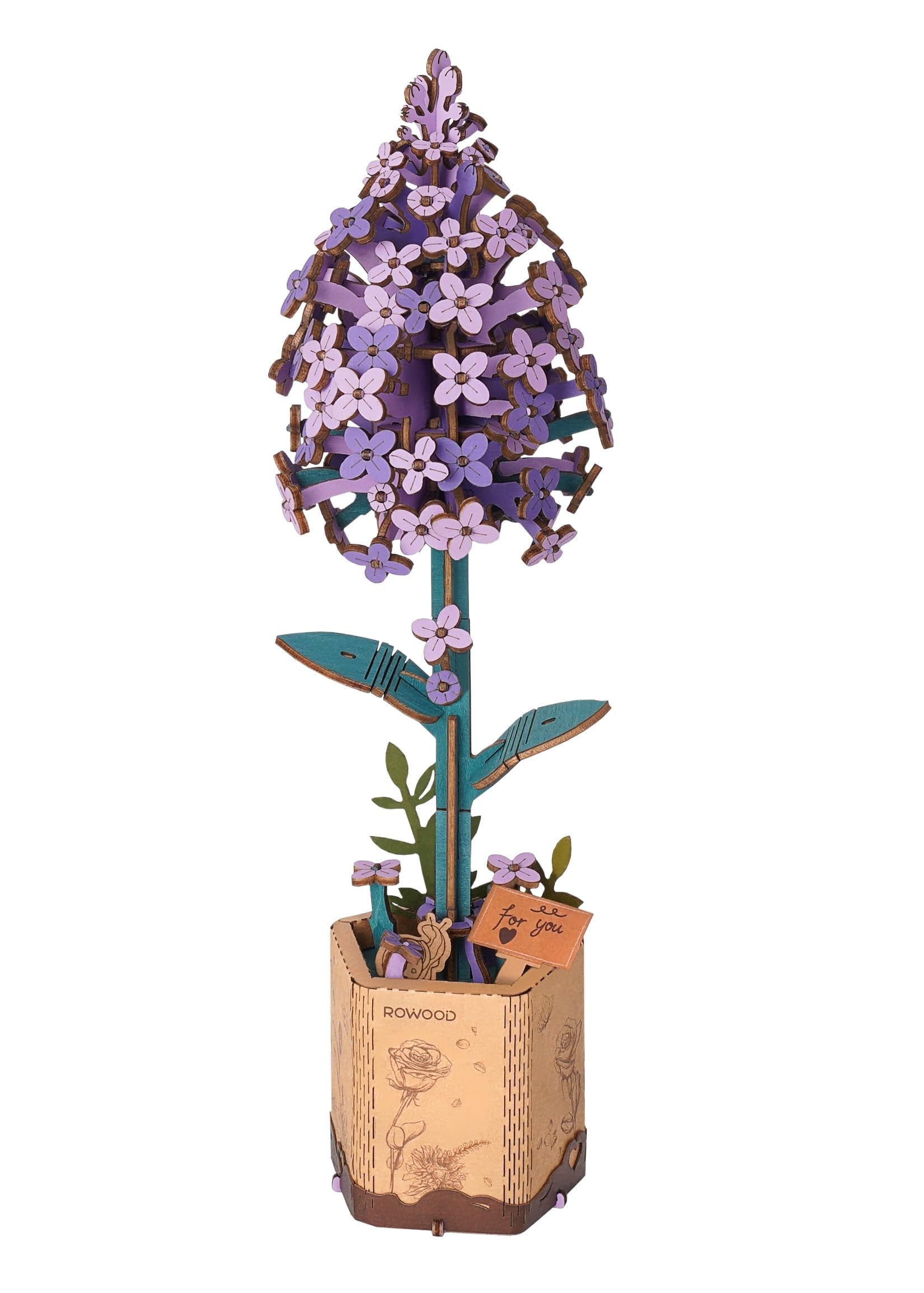 ROKR 3D Wooden Puzzle Lilac flower DIY Model Building Kits Artifical ...