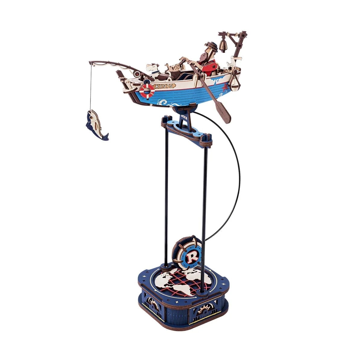 ROKR Ocean Fisher DIY Pendulum Toy 3D Puzzle Wooden Model Building Kits ...