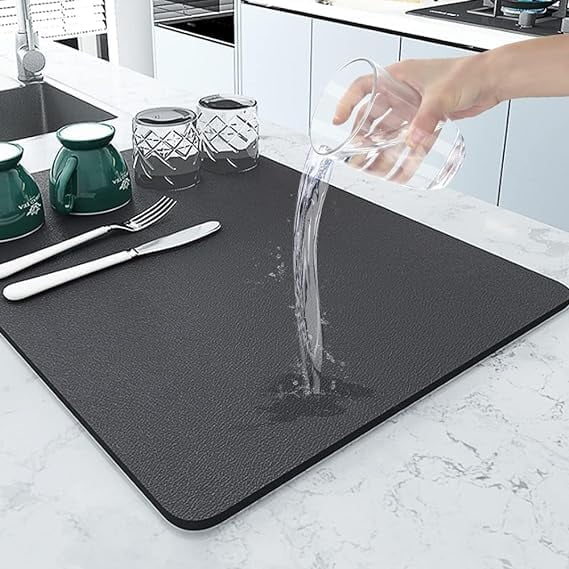 ROKTRY Rubber Dish Drying Pad Kitchen Countertop Absorbent Pad ...