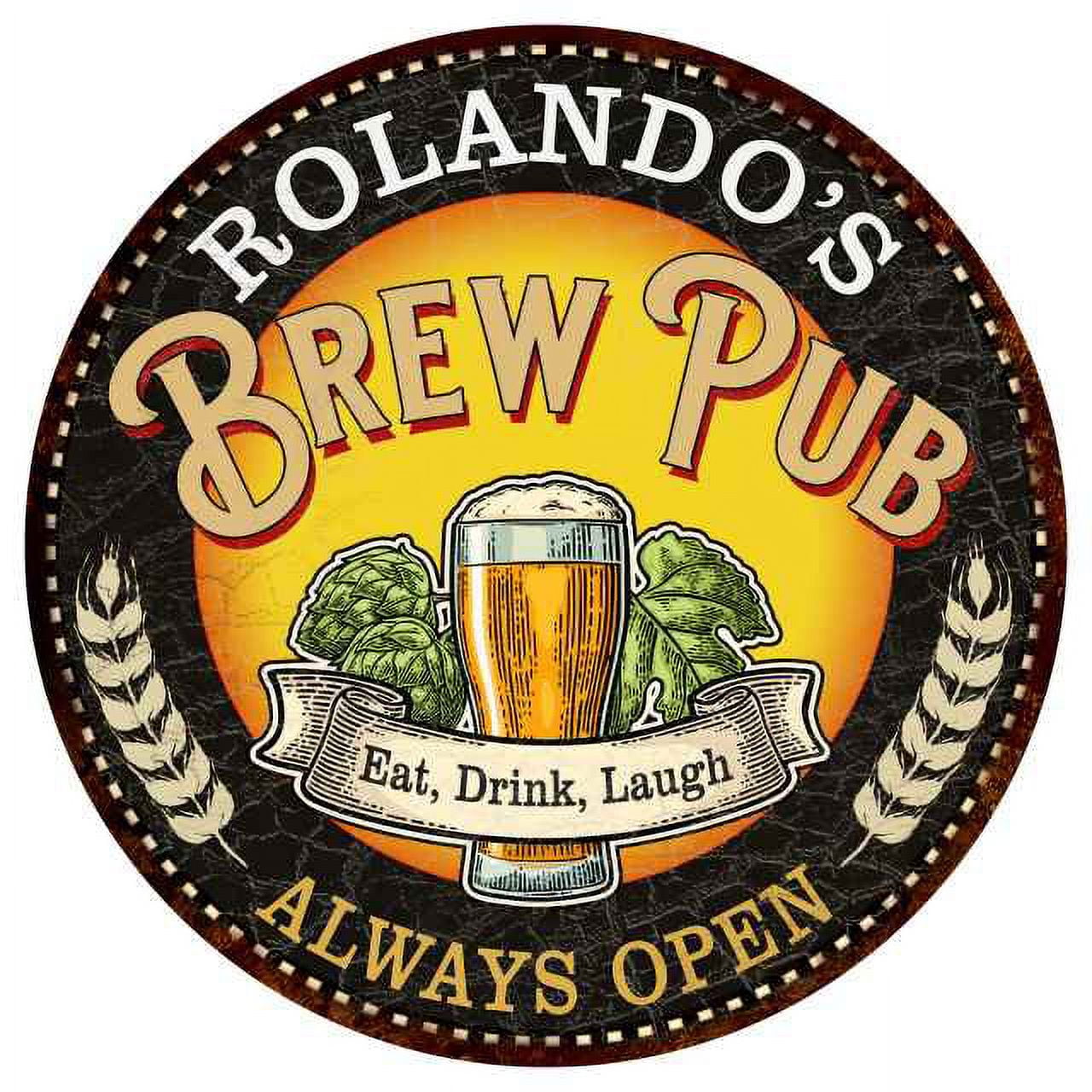 ROLANDO'S Beer Pub Man Cave Metal Sign Home Decor 14 inch Round ...