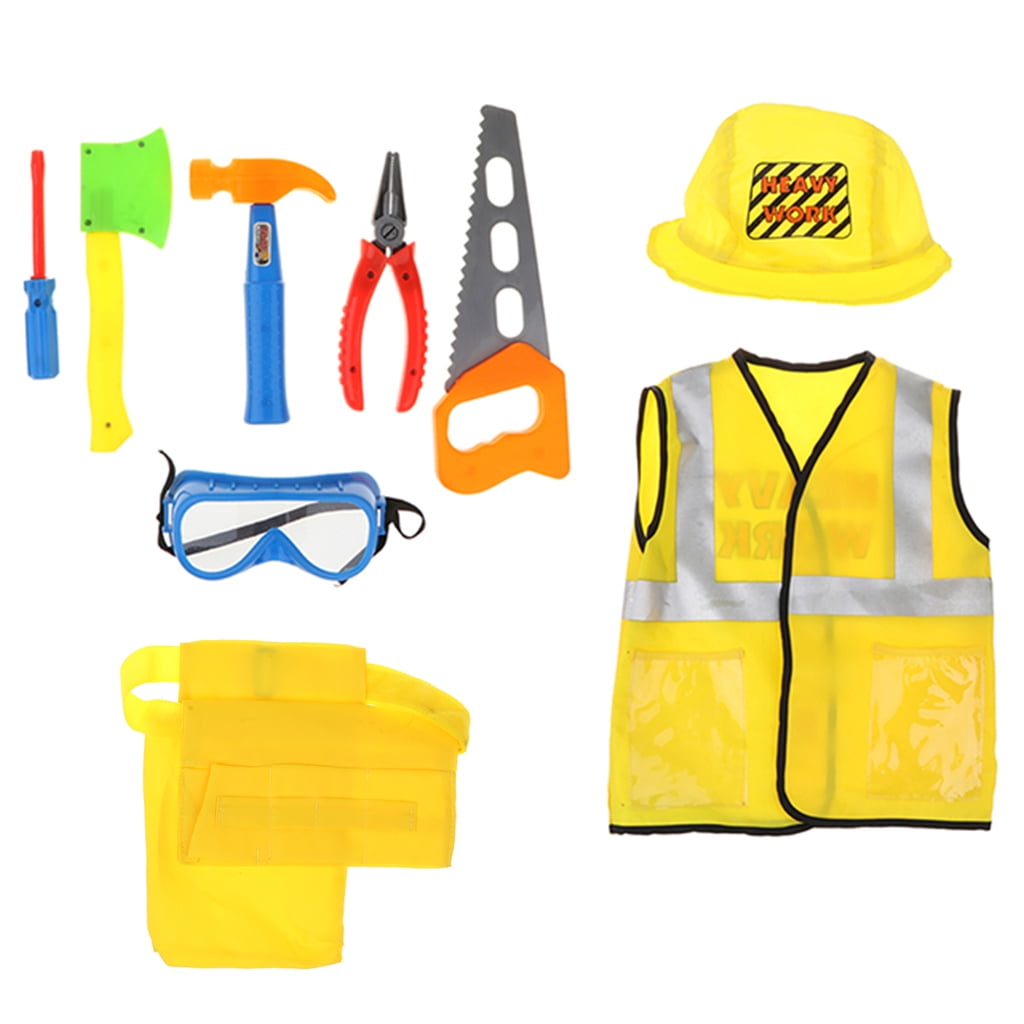 ROLE PLAY CONSTRUCTION WORKER COSTUME SET & TOOL KITS TOYS EDUCATION ...