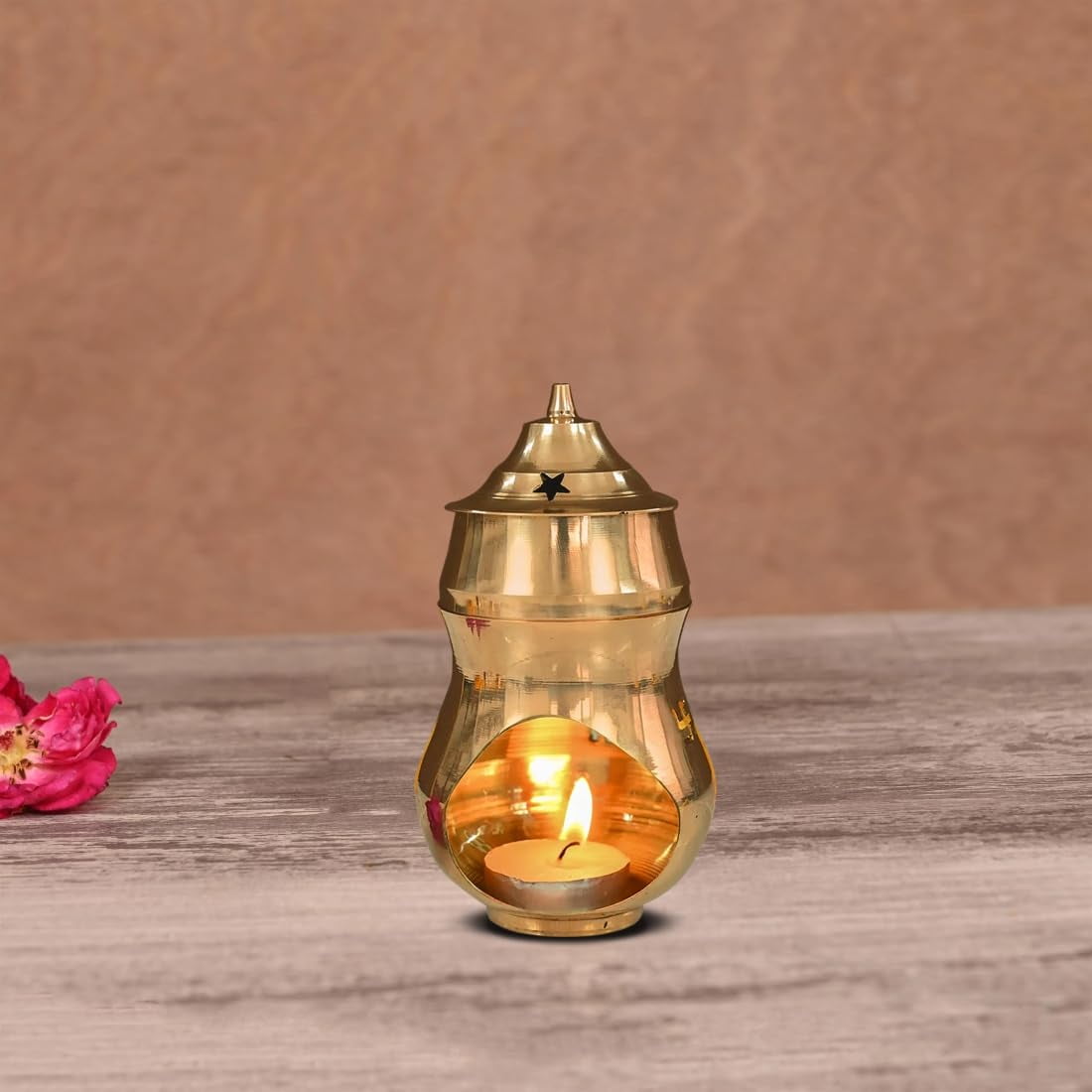 ROLIMOLI Brass Camphor Burner Kapoor Lamp Table Diya Home Temple Decor ...