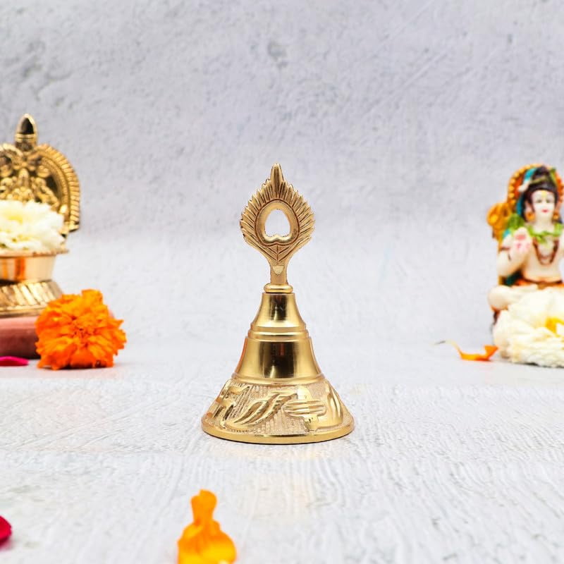 ROLIMOLI Crafted Swastik Design Iron Pooja Bell with Handle Hand Bell ...