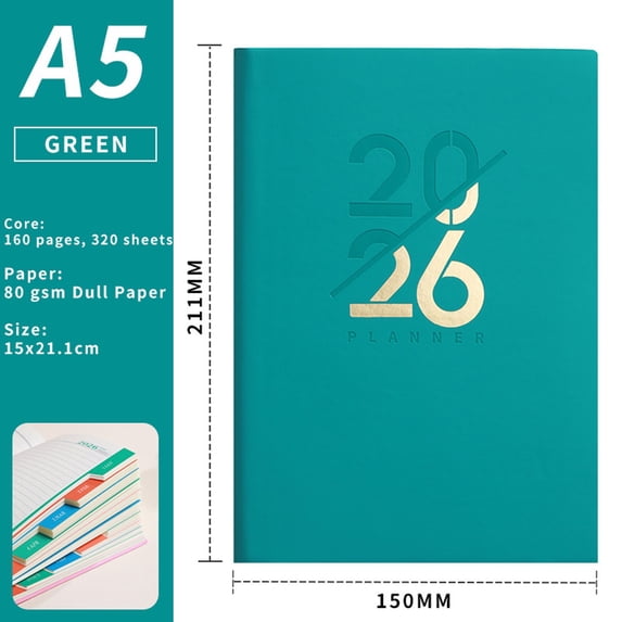ROLKFUK 2026 Planner A5 Softcover Weekly & Monthly Planner Mint Green ...