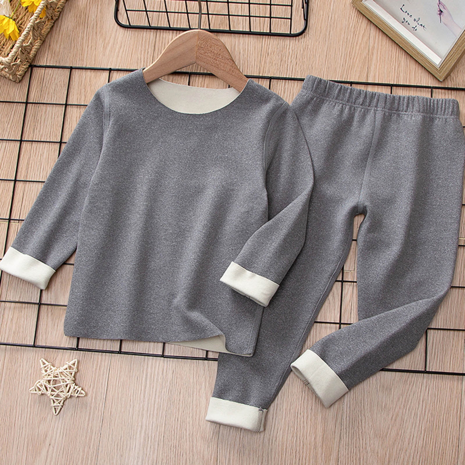 ROLKFUK Boys Girls Pajama Sets, Thickened Comfy 2 Piece Fall Winter ...