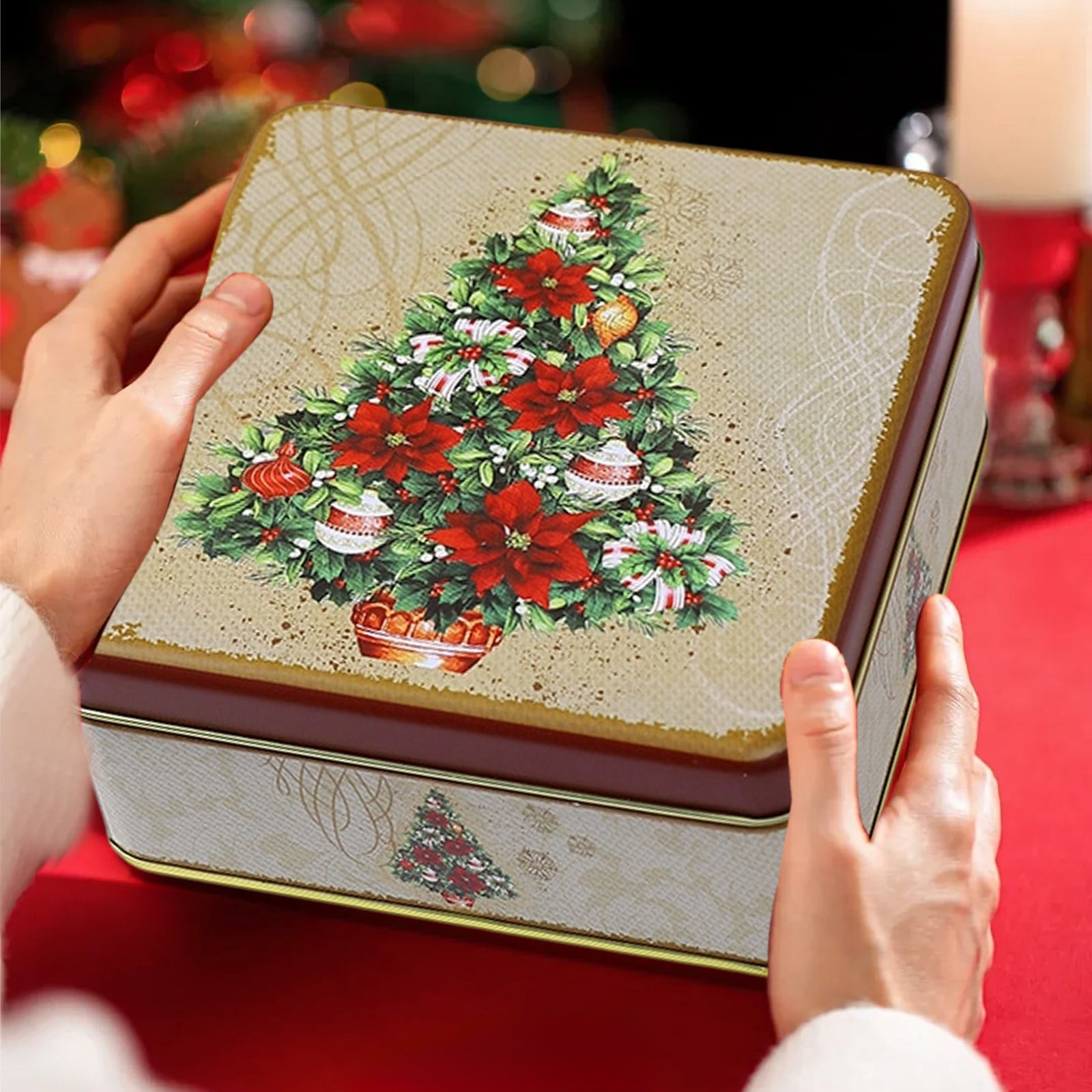 ROLKFUK Organizing Racks Christmas Tin Gift Box with Airtight Lid, 4 ...