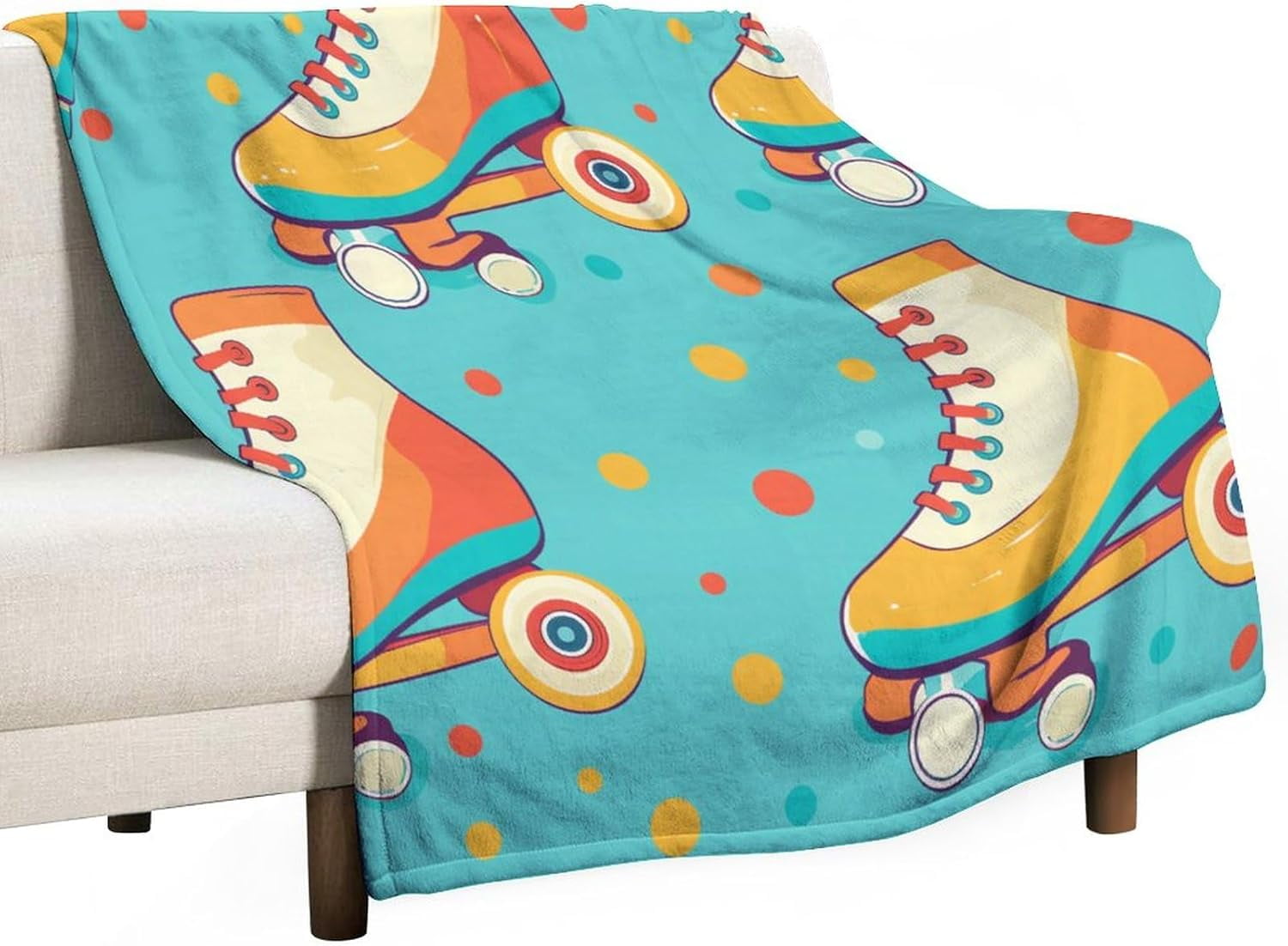 ROLL with IT Retro Roller Skate Blanket Ice Skating Game Throw Blanket ...