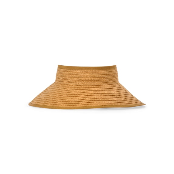 Time and Tru Women's Packable Straw Visor Hat, Dark Natural - Walmart.com