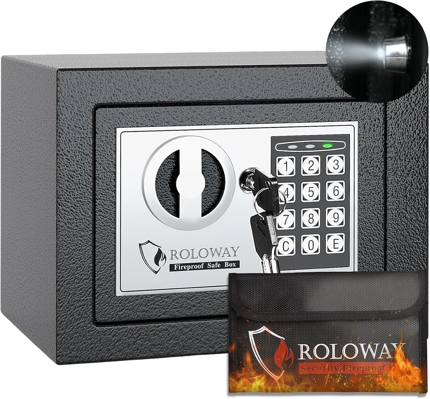 ROLOWAY Steel Money Box with Keys for Home with Fireproof Money Bag for ...