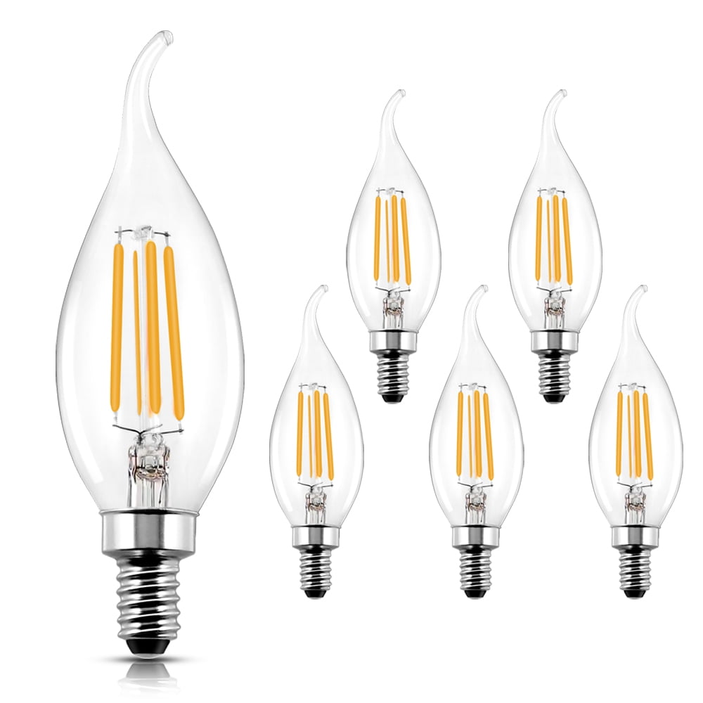 ROMANJOY LED Candelabra Bulb Flame Tip 40W Equivalent Dimmable E12 ...