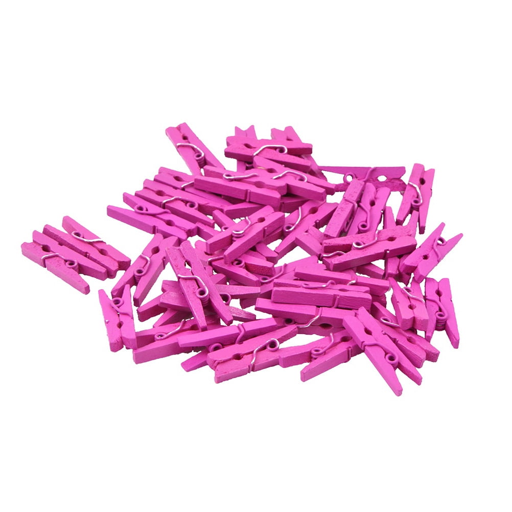 ROMANSENTIAL 100Pcs Mini Wooden Paper Clips Rose Red 2.5X0.3In Coated ...