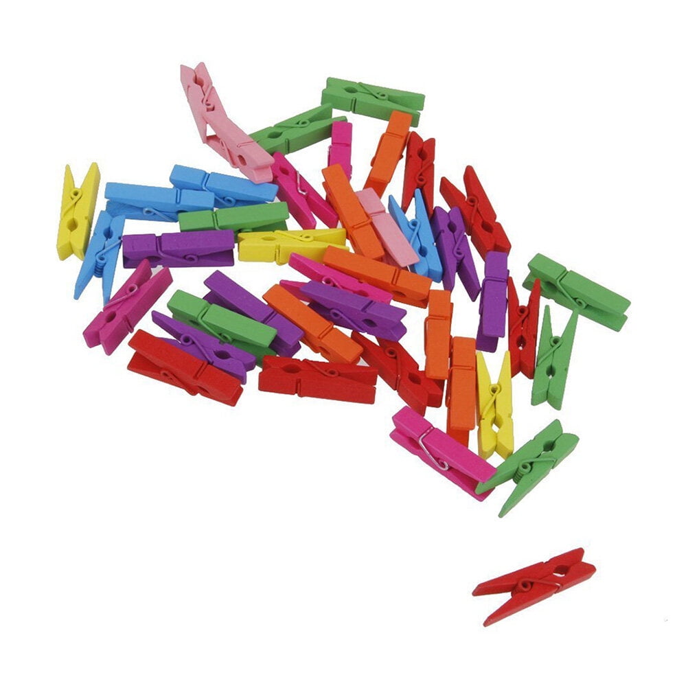 ROMANSENTIAL 100Pcs Photo Clips for Pictures Mini Wooden Clothespins ...