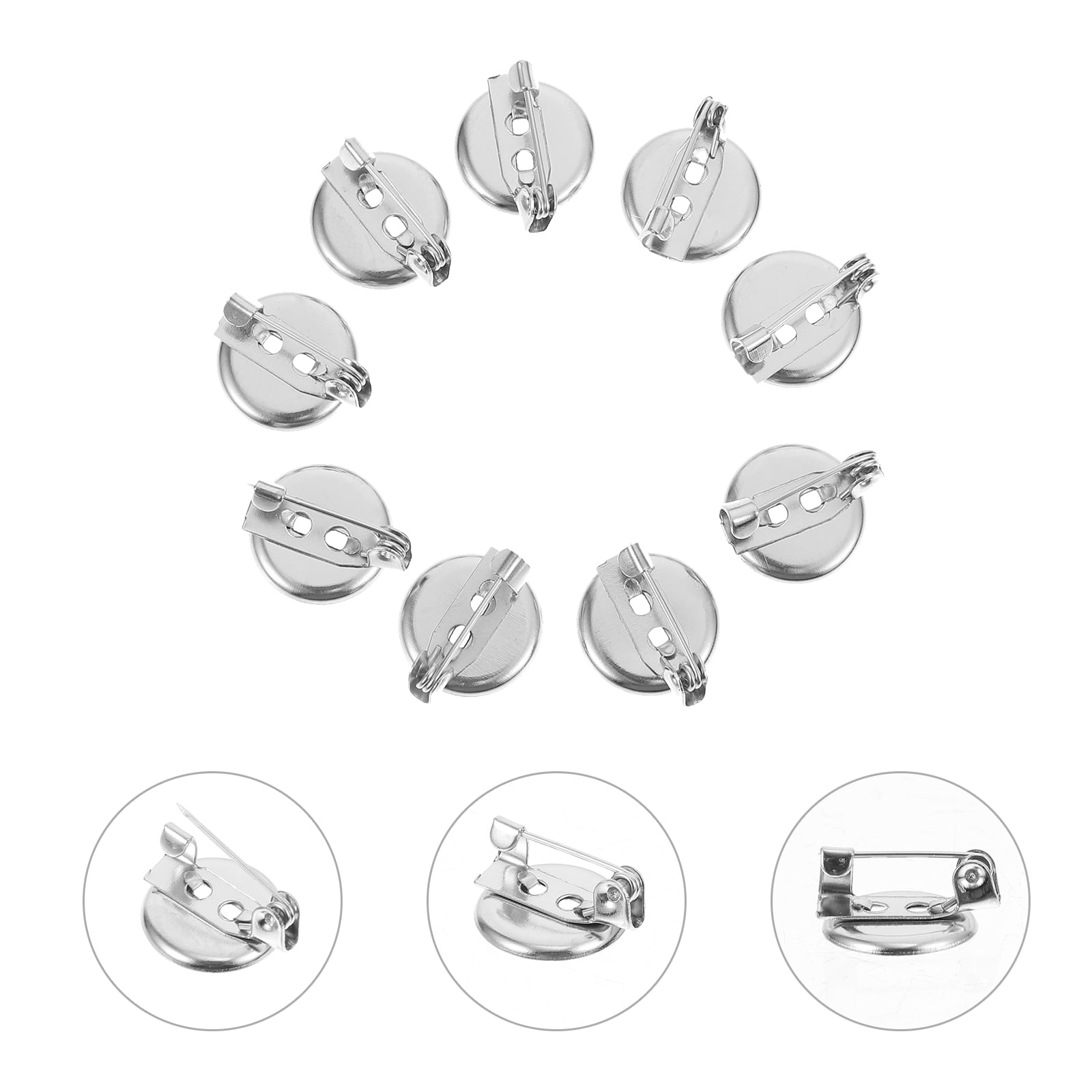 ROMANSENTIAL 100Set Brooch Bezel Trays Silver Iron For Accessories ...