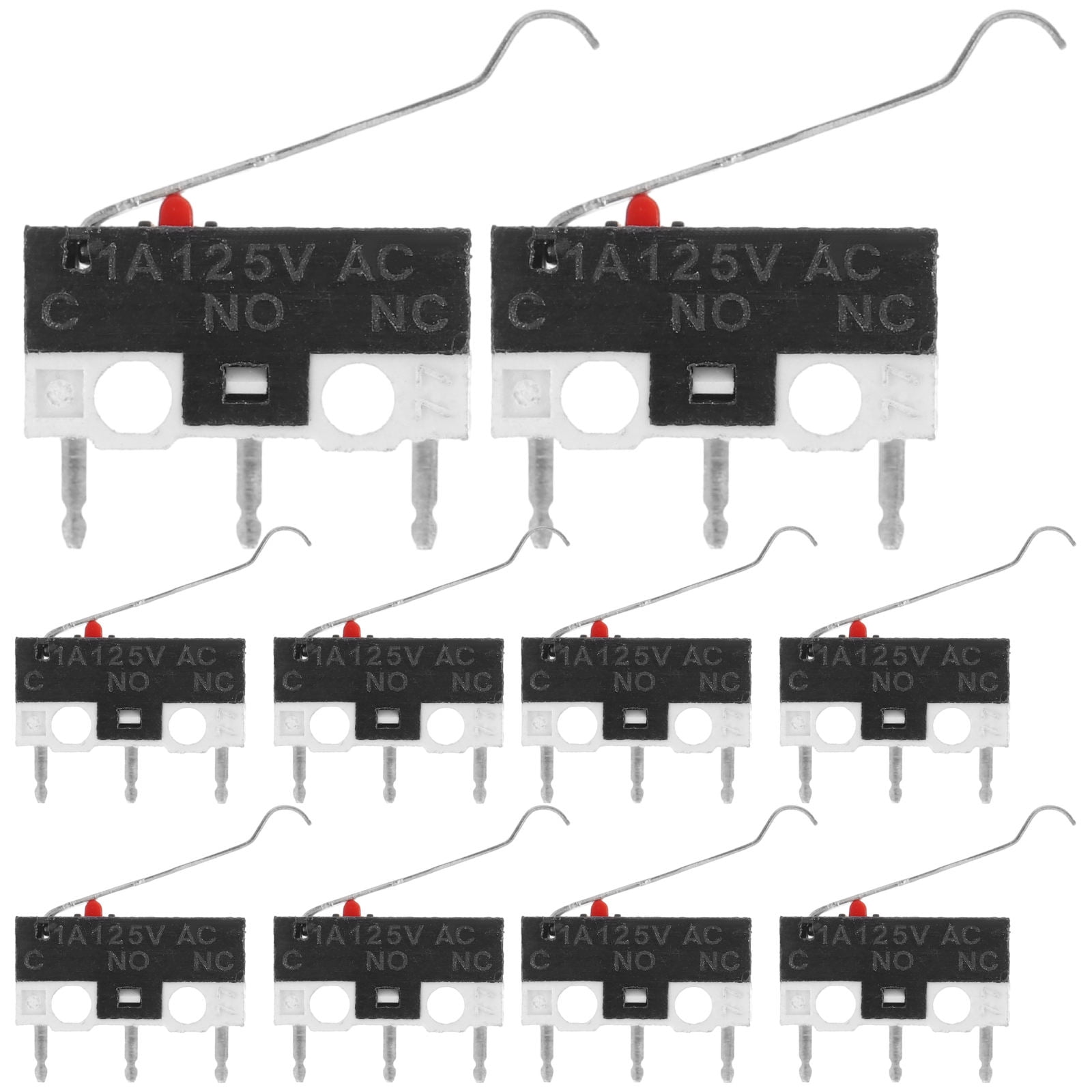 ROMANSENTIAL 10Set Micro Switch Black Plastic Metal Spdt Momentary 1No ...