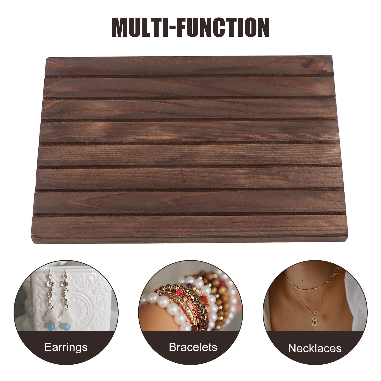 ROMANSENTIAL 1Pack Earring Holder Wooden Jewelry Display Stand Classic ...