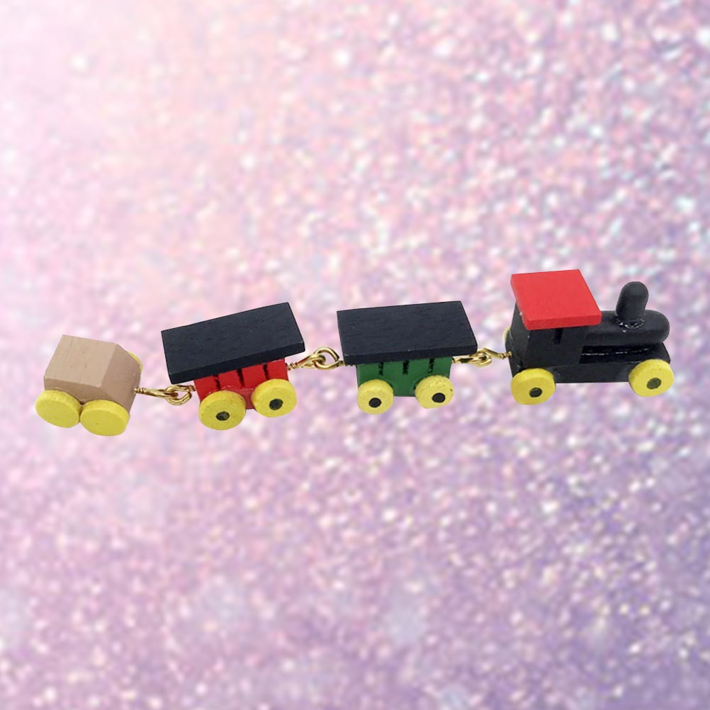 ROMANSENTIAL 1Pcs Tiny Train Set Mini Wooden Train 9.7x0.7x0.4in ...