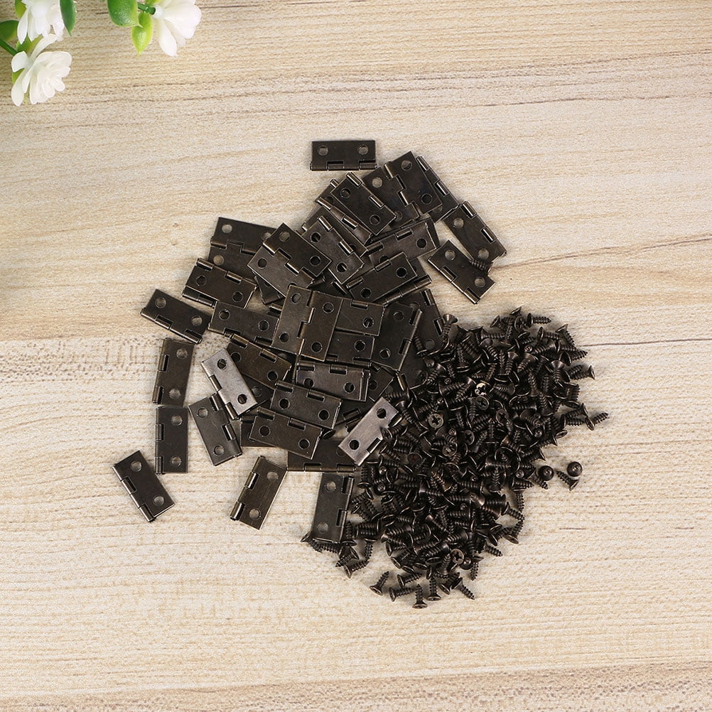 ROMANSENTIAL 1Set Miniature Hinges for Crafts Round Corner Black Alloy ...