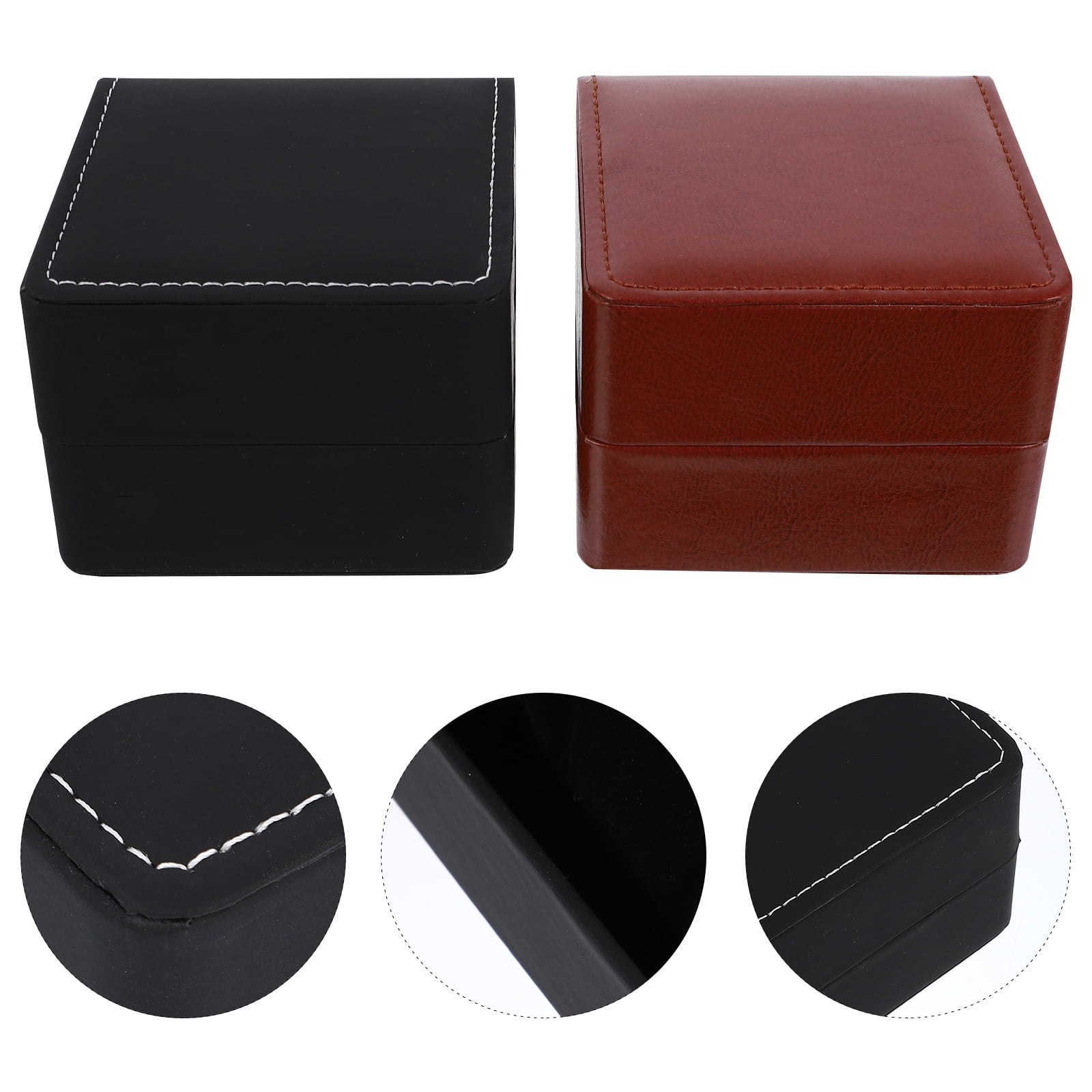 ROMANSENTIAL 2Pcs Watch Boxes For Men Pu Watch Storage Box With White ...