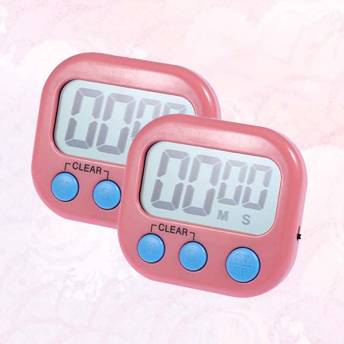 ROMANSENTIAL 2Set Pink Ultra Thin Plastic Timer With Large Screen ...