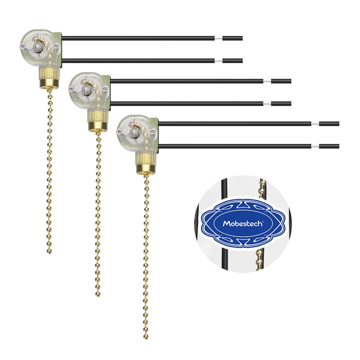 ROMANSENTIAL 3Pcs Golden Plastic Ceiling Fan Pull Chain for Light ...