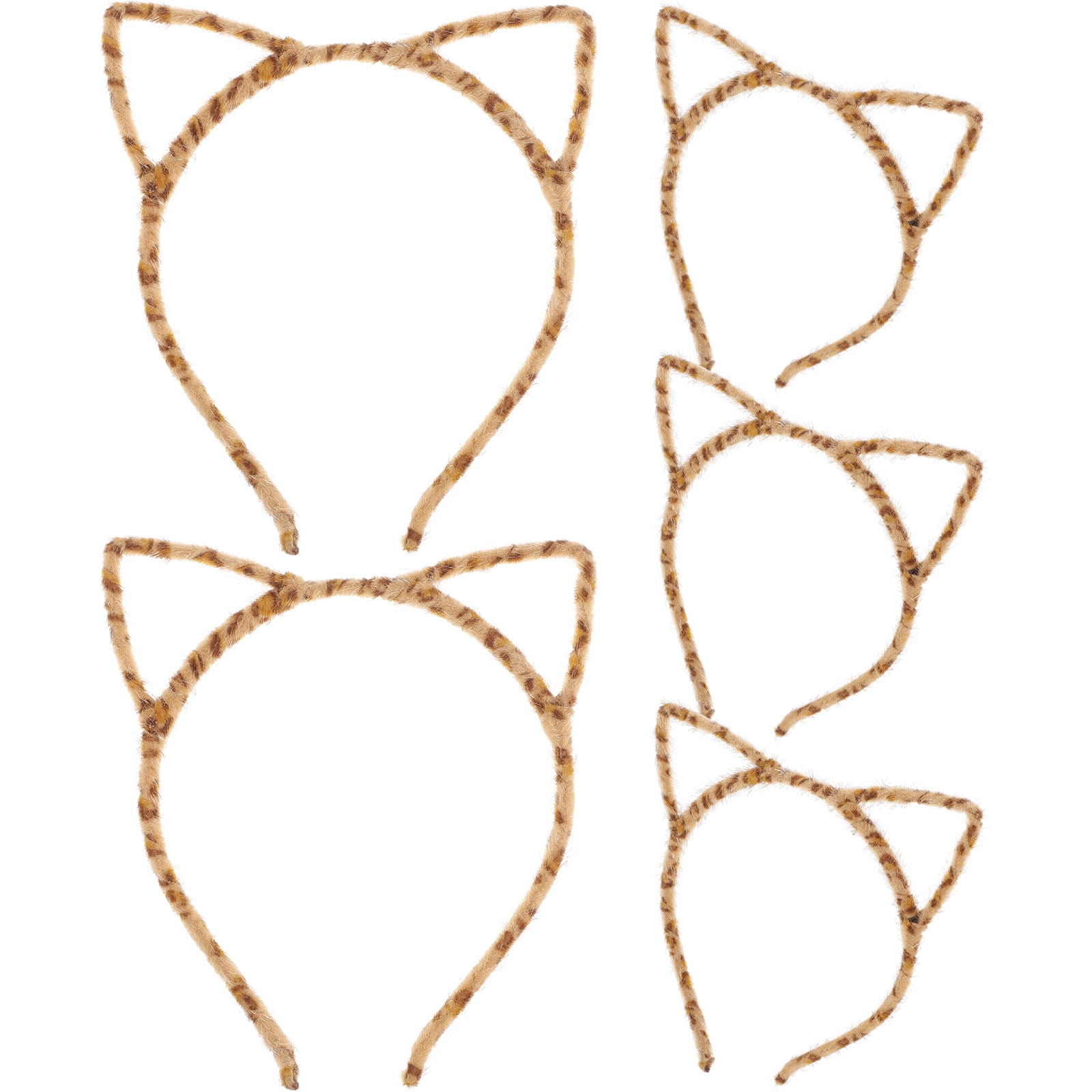 ROMANSENTIAL 5Pcs Leopard Cat Ears Headband Adjustable Ear Shape Silk ...