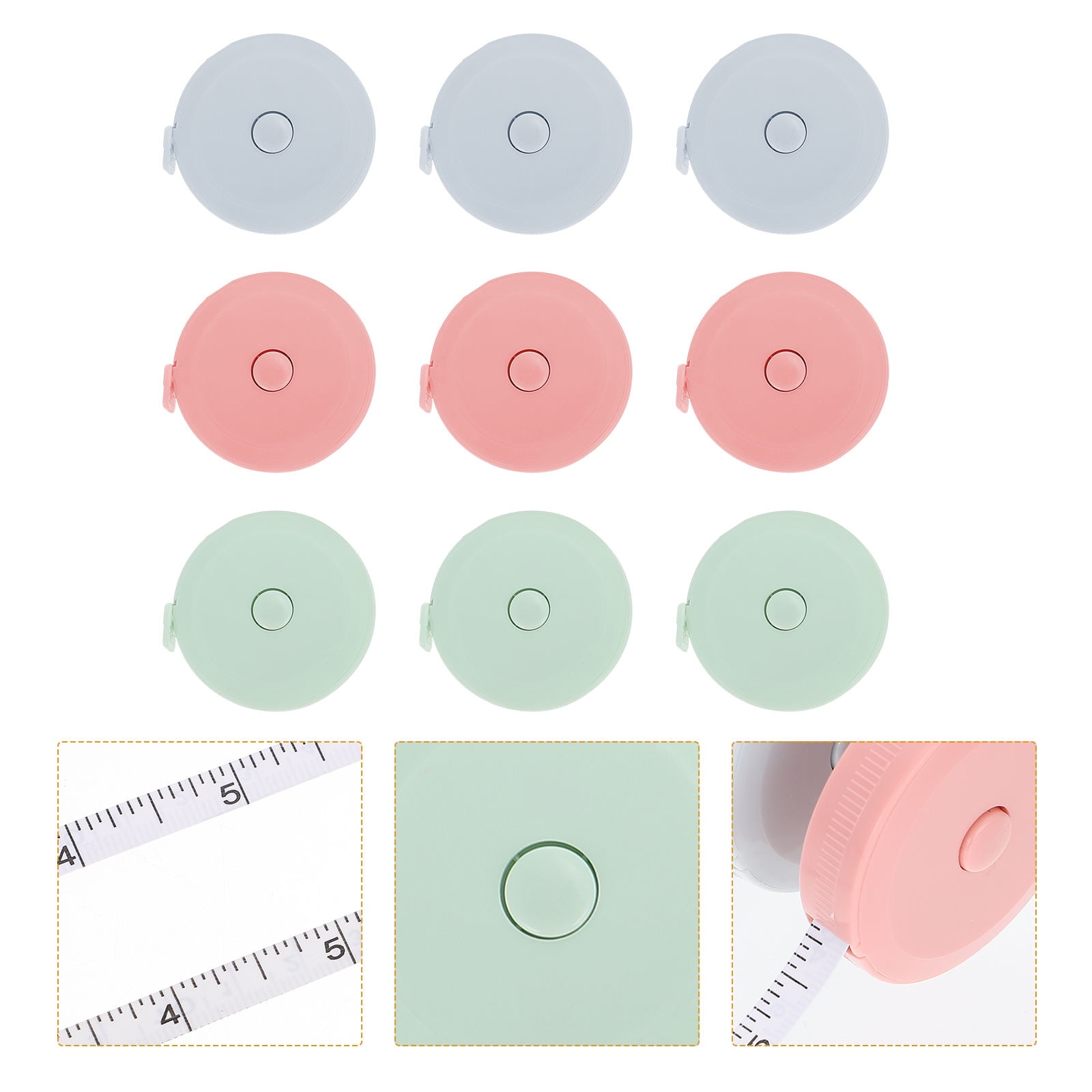 ROMANSENTIAL 9Pcs Mini Measurement Tape Abs Retractable Body ...