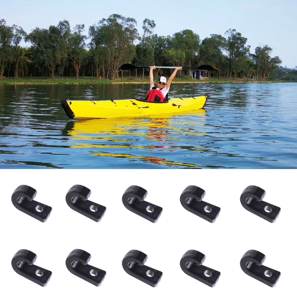 ROMANSENTIAL Plastic Buckles 20Pcs for Marine Bungee Cord Black Square ...