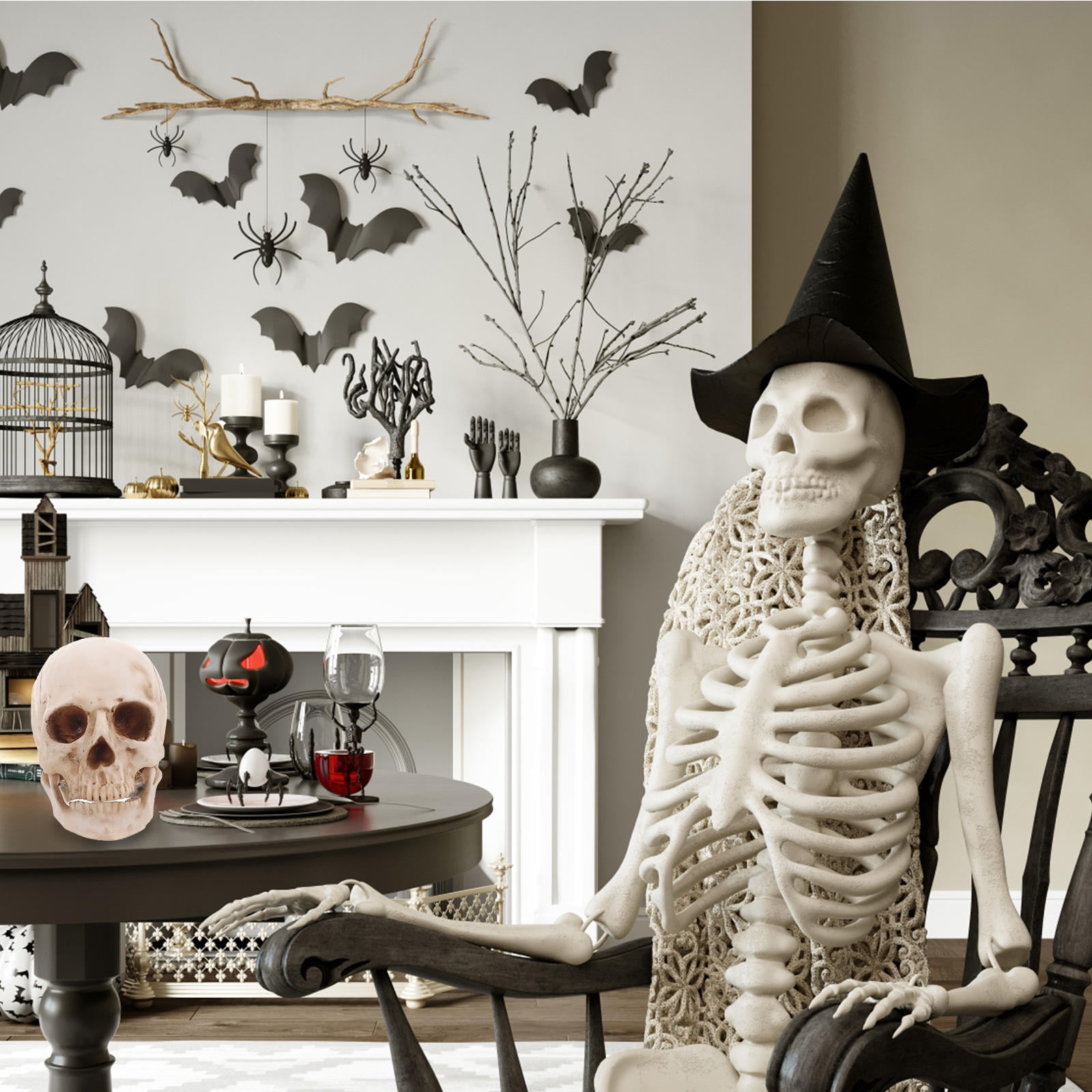 ROMANSENTIAL Realistic Design Human Skull Model 1Pcs for Costume ...