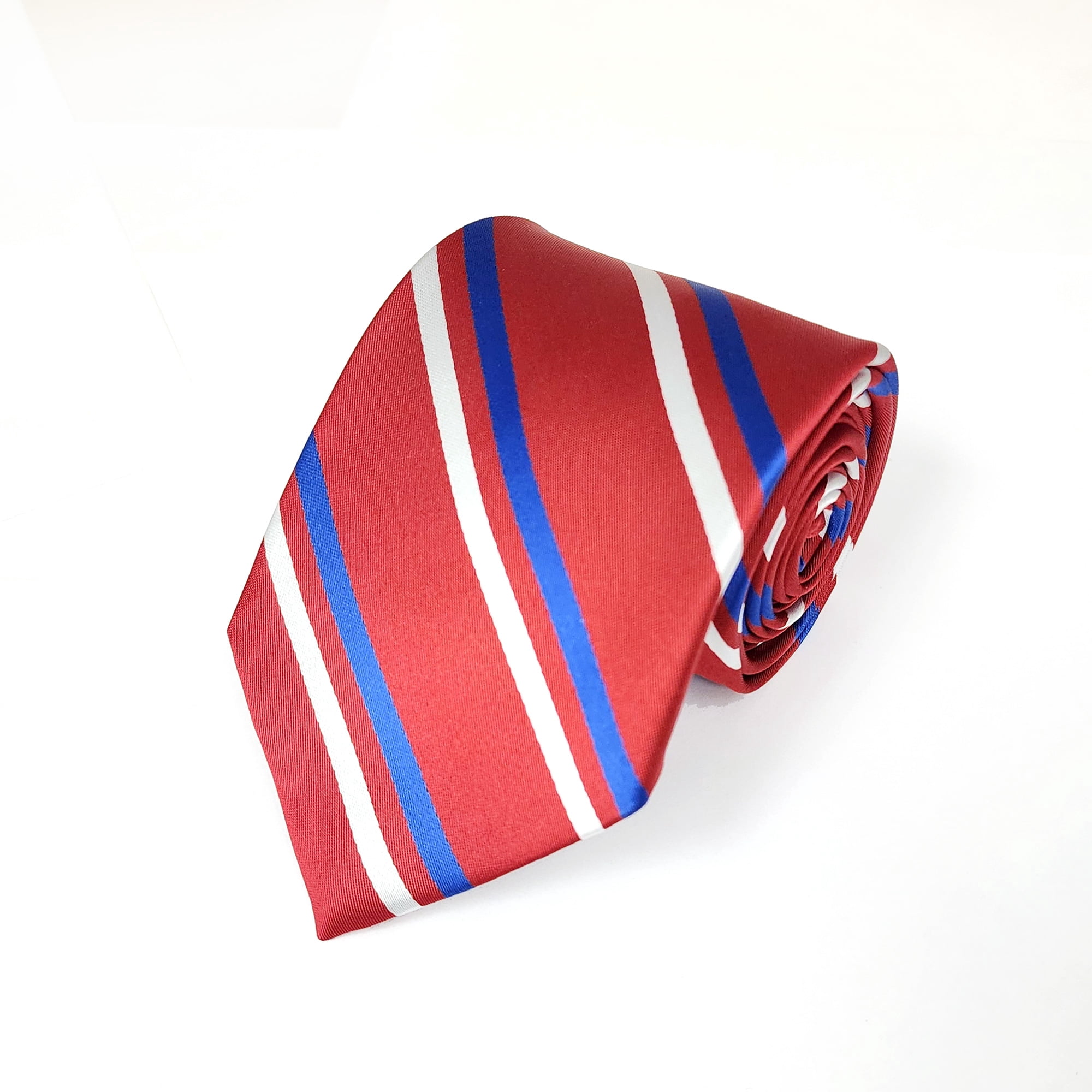 ROMARIO MANZINI White and Royal Blue Stripe on Red colored Design Woven ...