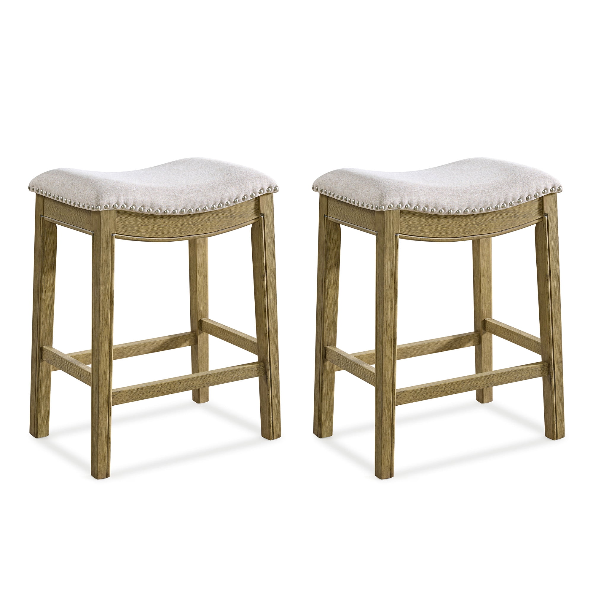 ROME + OAK Parker 26" Backless Saddle Counter Stool, Natural Wood ...