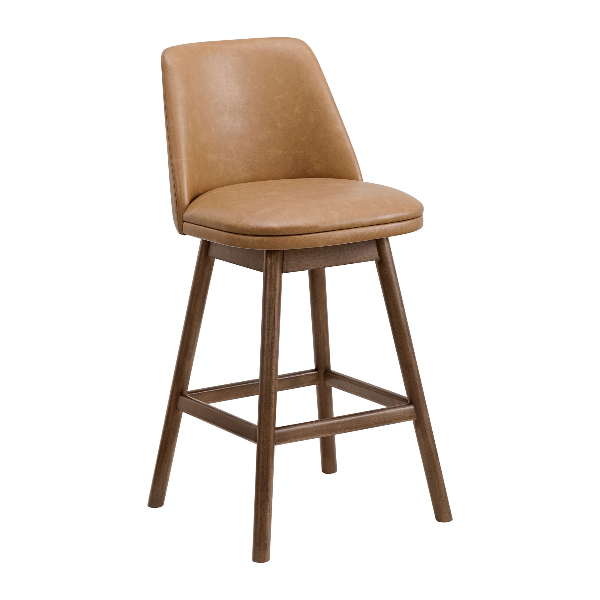 ROME + OAK Rowan 26" Swivel Counter Stool in Walnut Finish with Brown ...