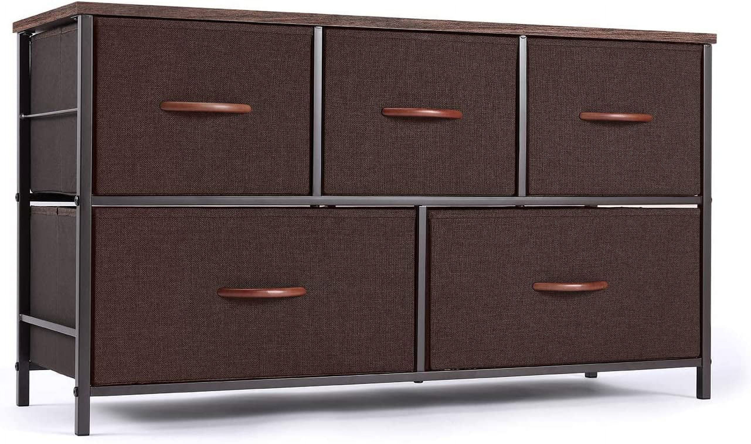 ROMOON Dresser Organizer with 5 Drawers Fabric Storage Drawer Unit Dresser Tower for Bedroom Hallway Entryway Closets Nursery Wide Espresso Walmart