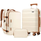 ROMTOUR 20" 3-Piece Hard Shell Suitcase Set, Cream - Walmart.com