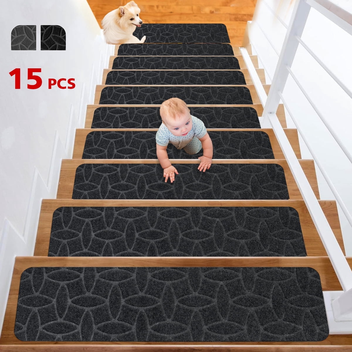 ROMUCHE 15Pcs Non Slip Stair Treads For Wooden Steps,8"X30" Self ...