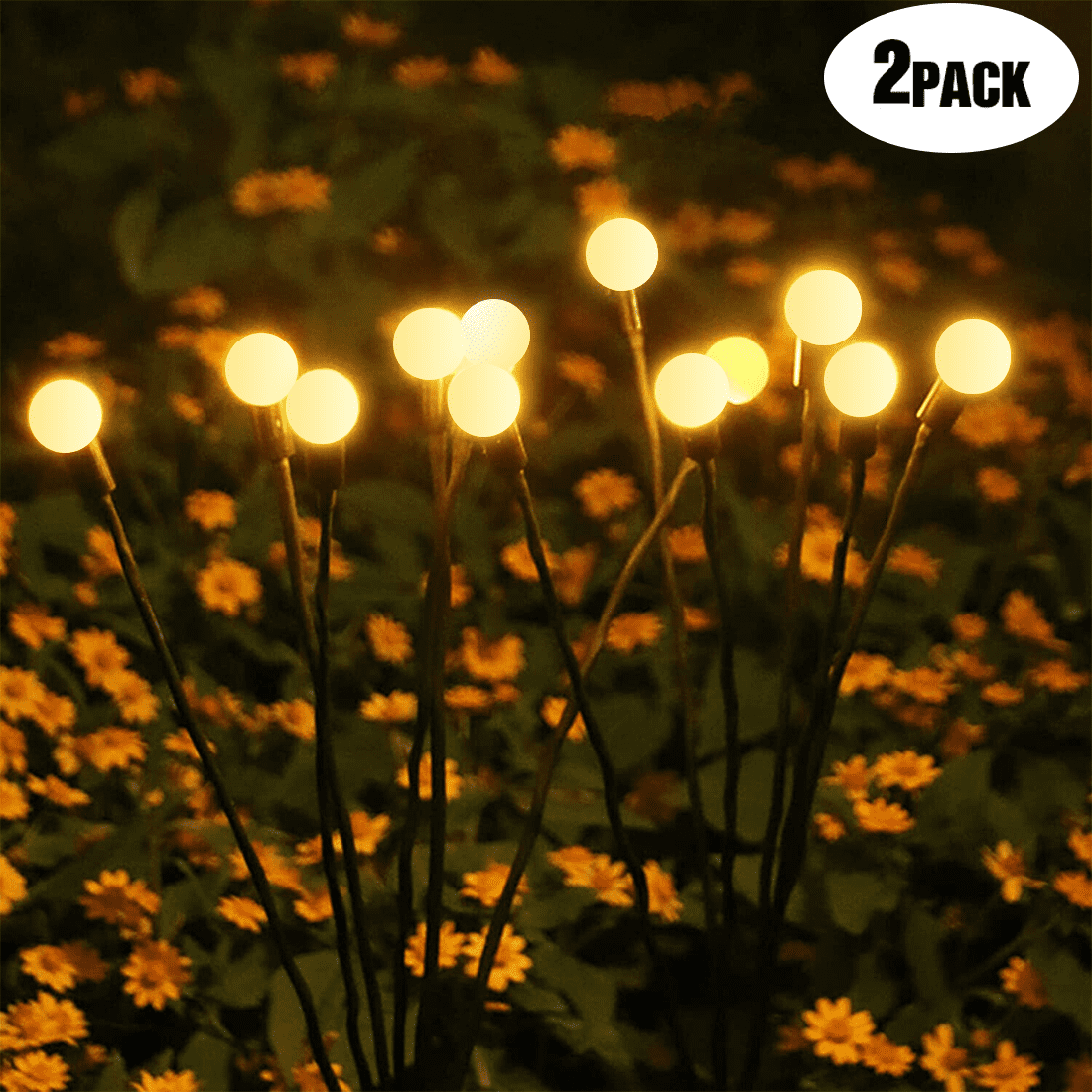 ROMUCHE Waterproof LED Firefly Solar Lights, 2Pack Outdoor Garden Yard ...
