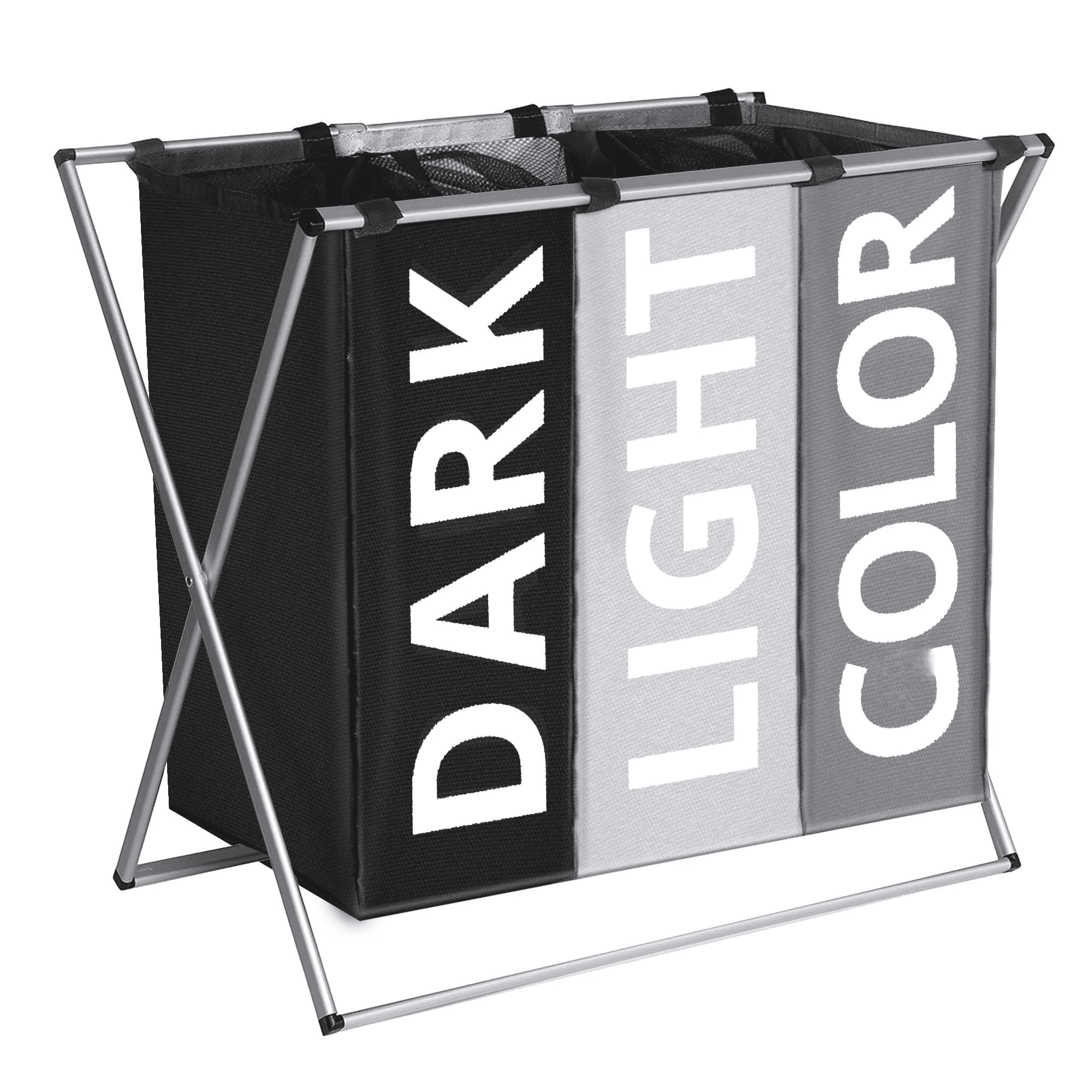 ROMUCHE 3-Section Foldable Laundry Hamper, Aluminum Frame, Waterproof ...