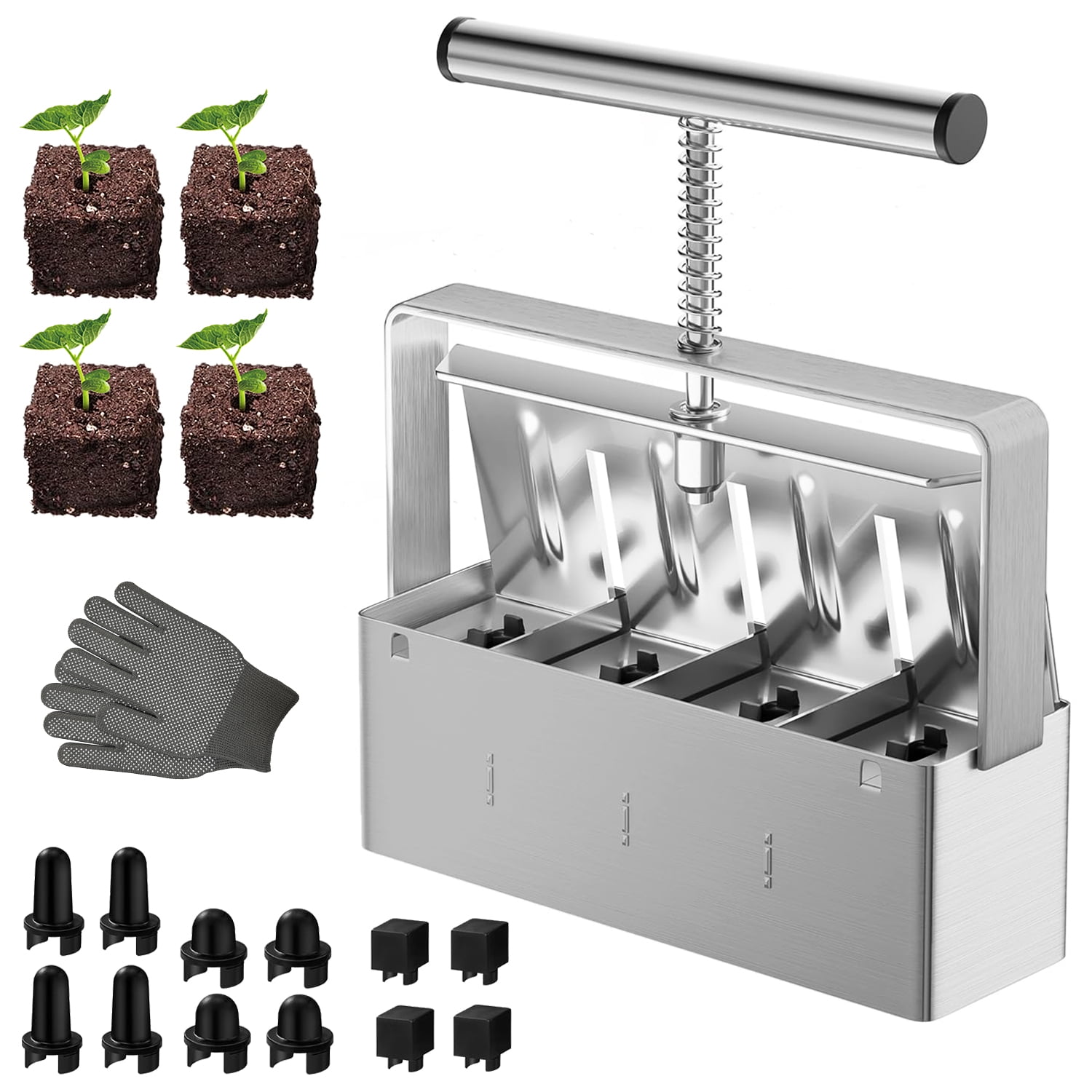 ROMUCHE Soil Block Maker, 4 Cell Soil Block Maker 2 Inch with 3 Sizes ...