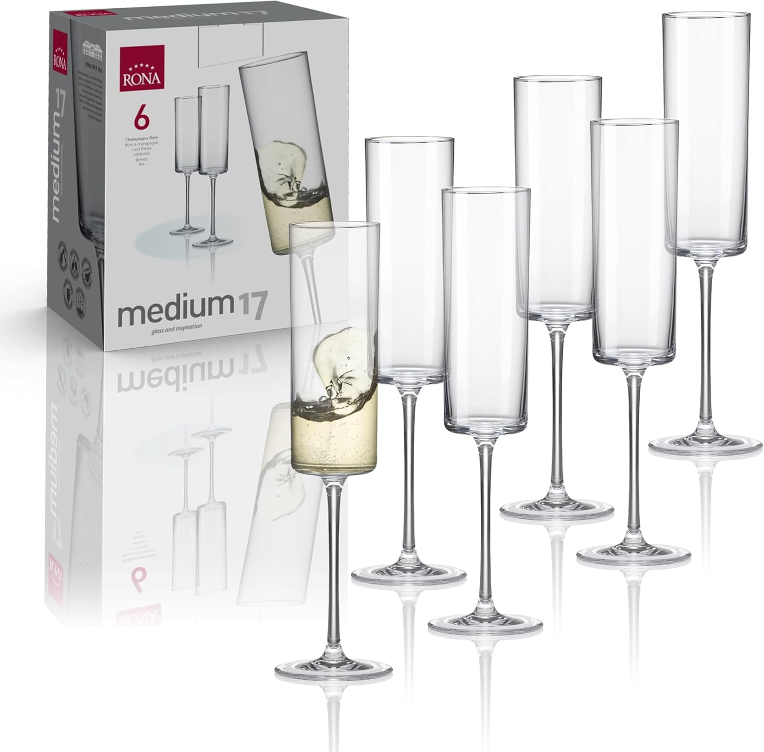 RONA Medium Champagne Flute | 6 oz. | Set of 6 | Medium Collection | Party Set & Champagne ...