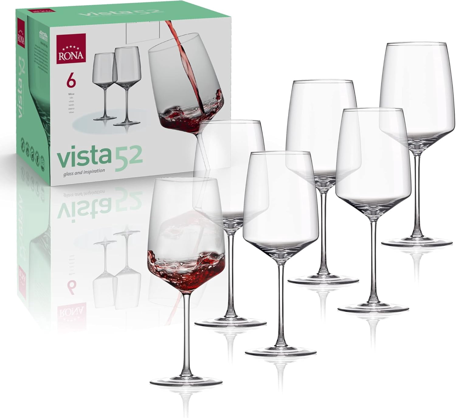 RONA Vista 52 Wine Glass | 14 oz. | Set of 6 | Vista Collection | Red ...