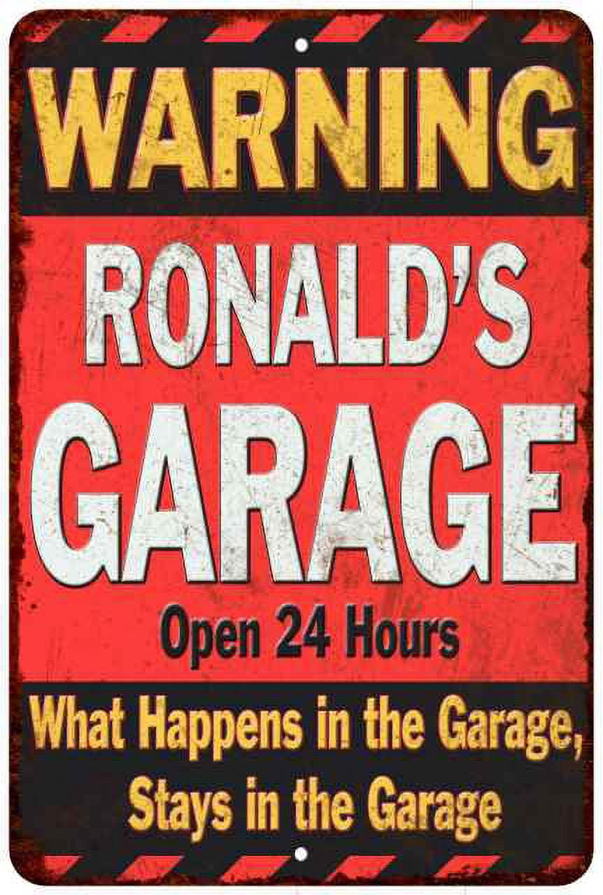 RONALD'S Garage Warning Man Cave Wall Decor 16 x 24 Matte Finish Metal ...