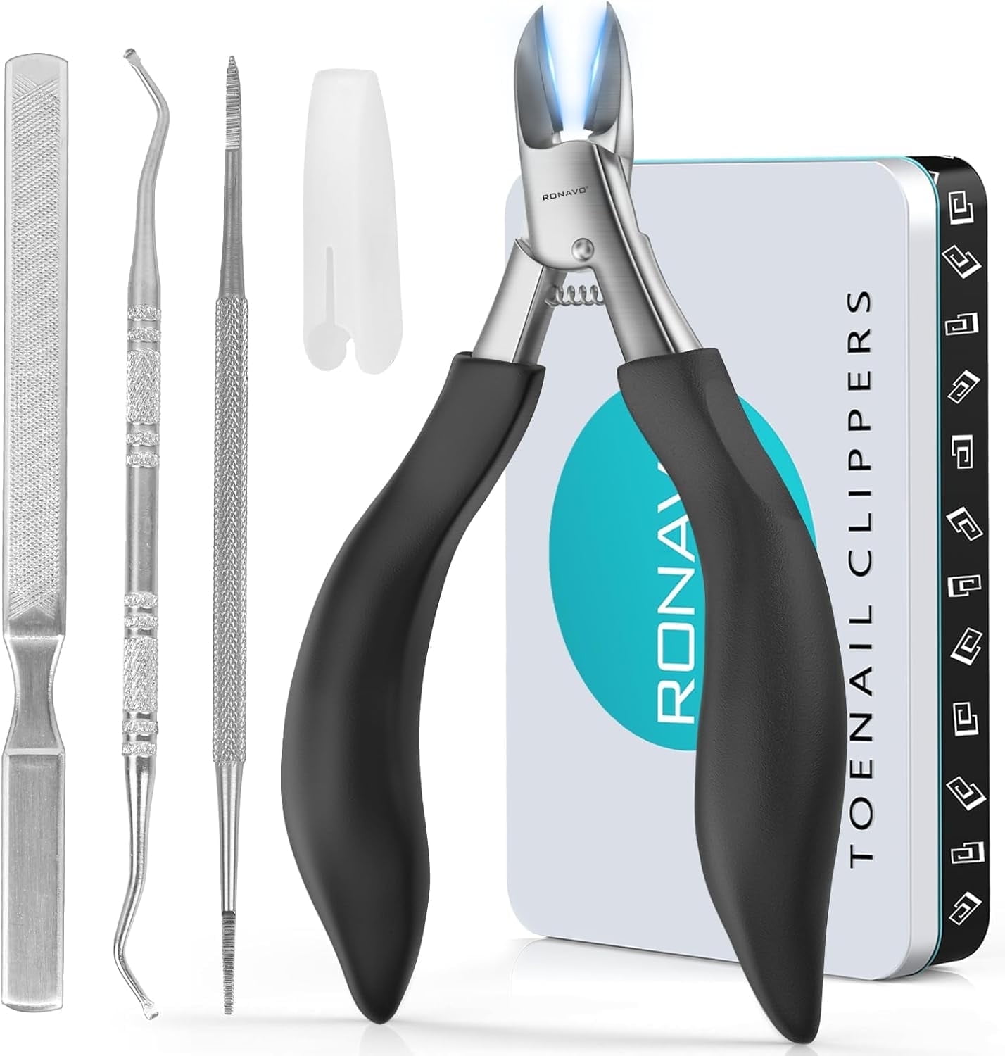 RONAVO Nail Clipper Set - Ingrown Toenail Treatment & Toenail Clippers ...
