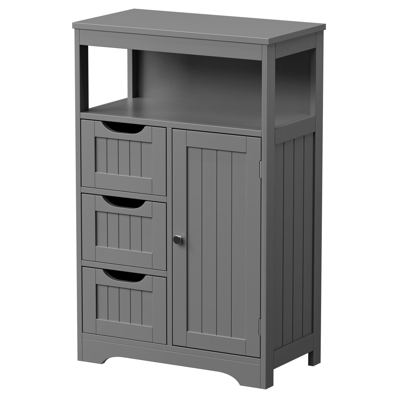 RONG-3 Bathroom Floor Cabinet Wooden Storage Organizer with Adjustable ...