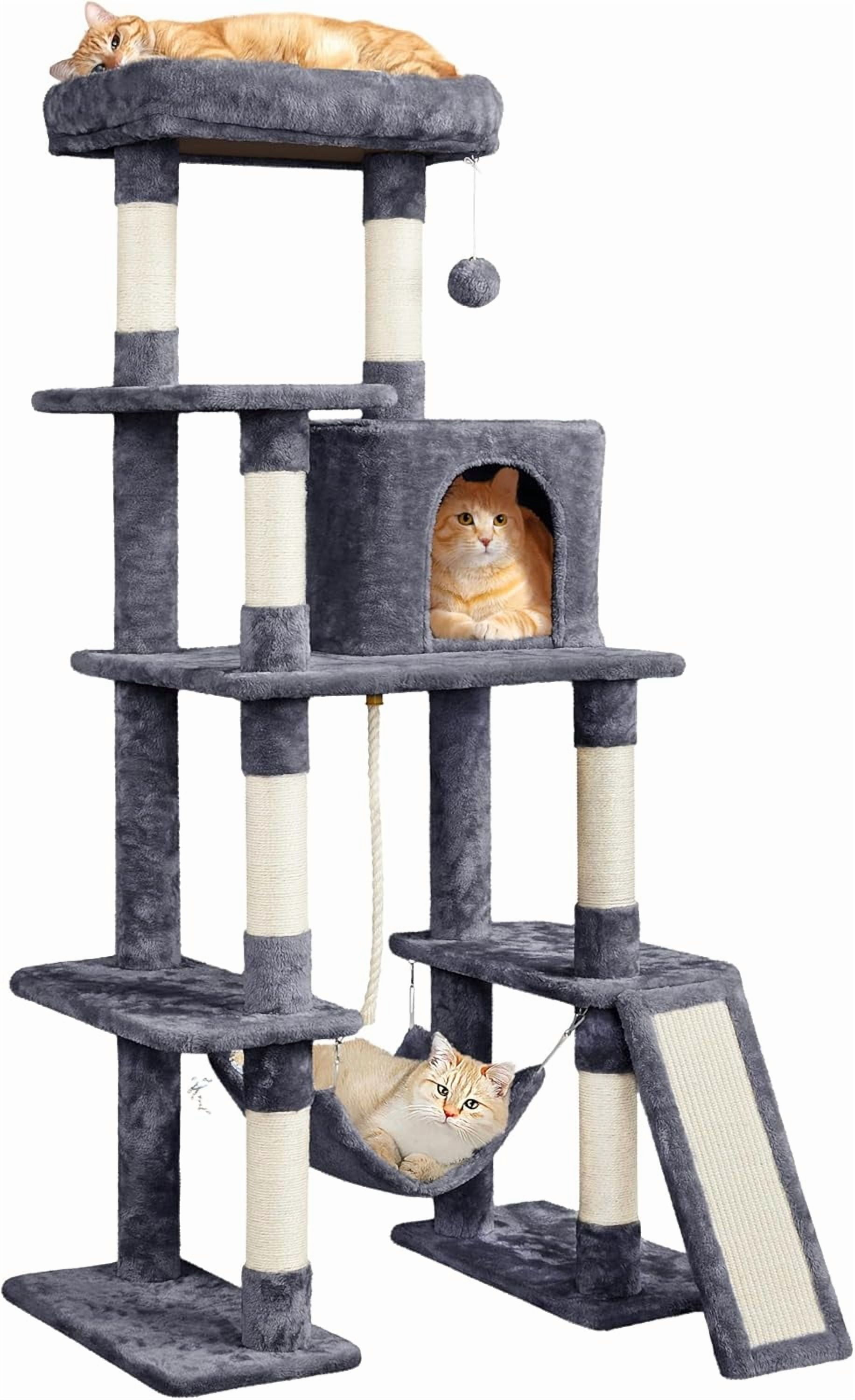 RONG-3 Cat Tree, 63 Inches Multi-Level Indoor Cat Play Structure with ...