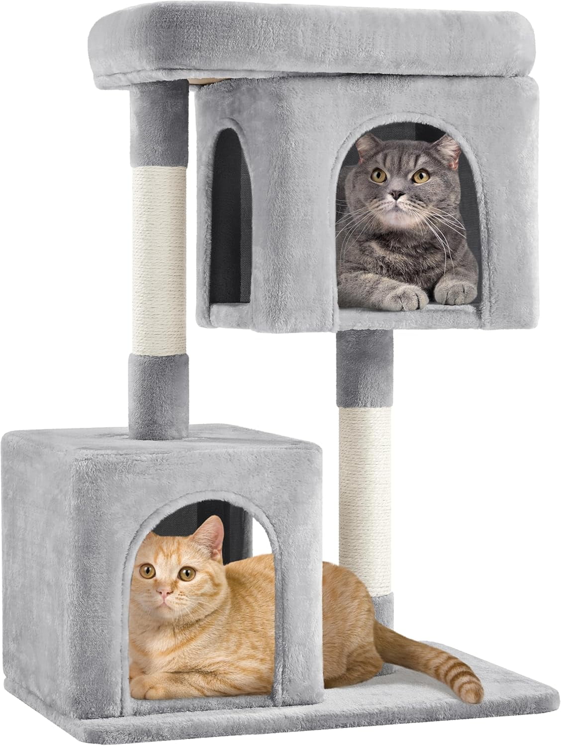 RONG-3 Cat Tree Tower for Indoor Cats w/2 Cozy Plush Condos, Oversized ...