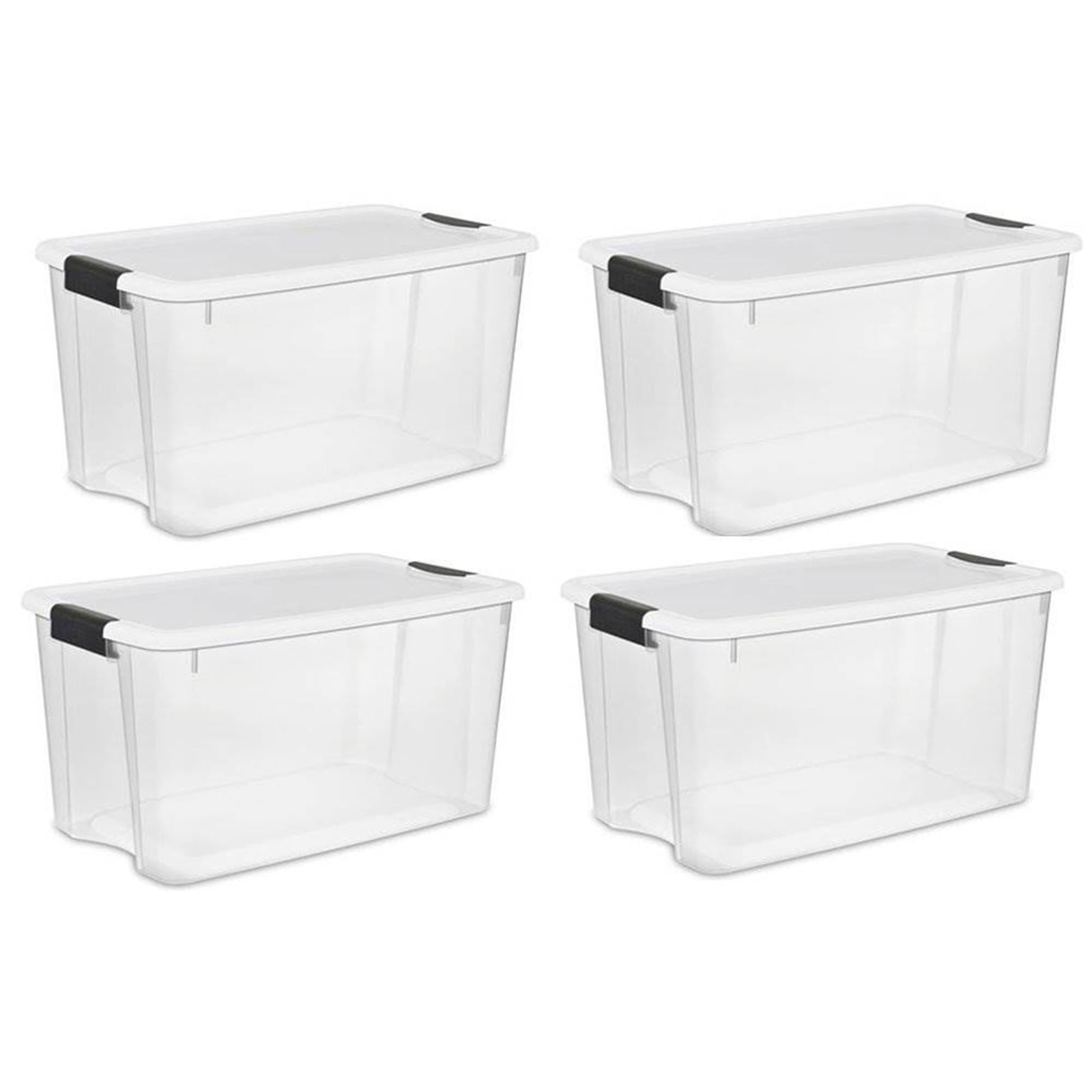 RONG-3 Clear Plastic Stackable Storage Bin with Latching Lid belongings ...