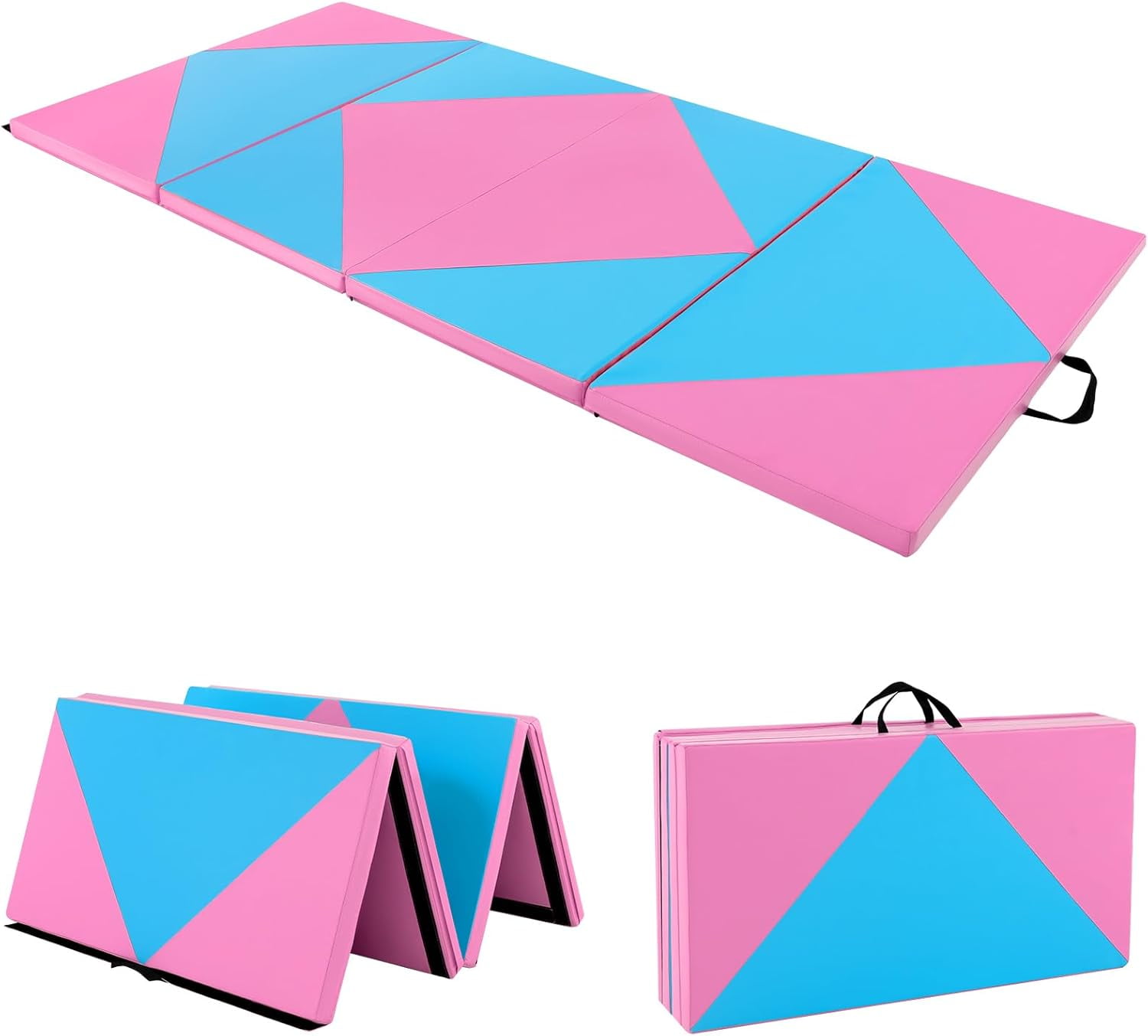 RONG-3 Gymnastics Mat, Thick Folding Tumbling Mat with Carrying Handles ...