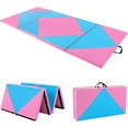 RONG-3 Gymnastics Mat, Thick Folding Tumbling Mat with Carrying Handles, Foldable Gym Mat with ...