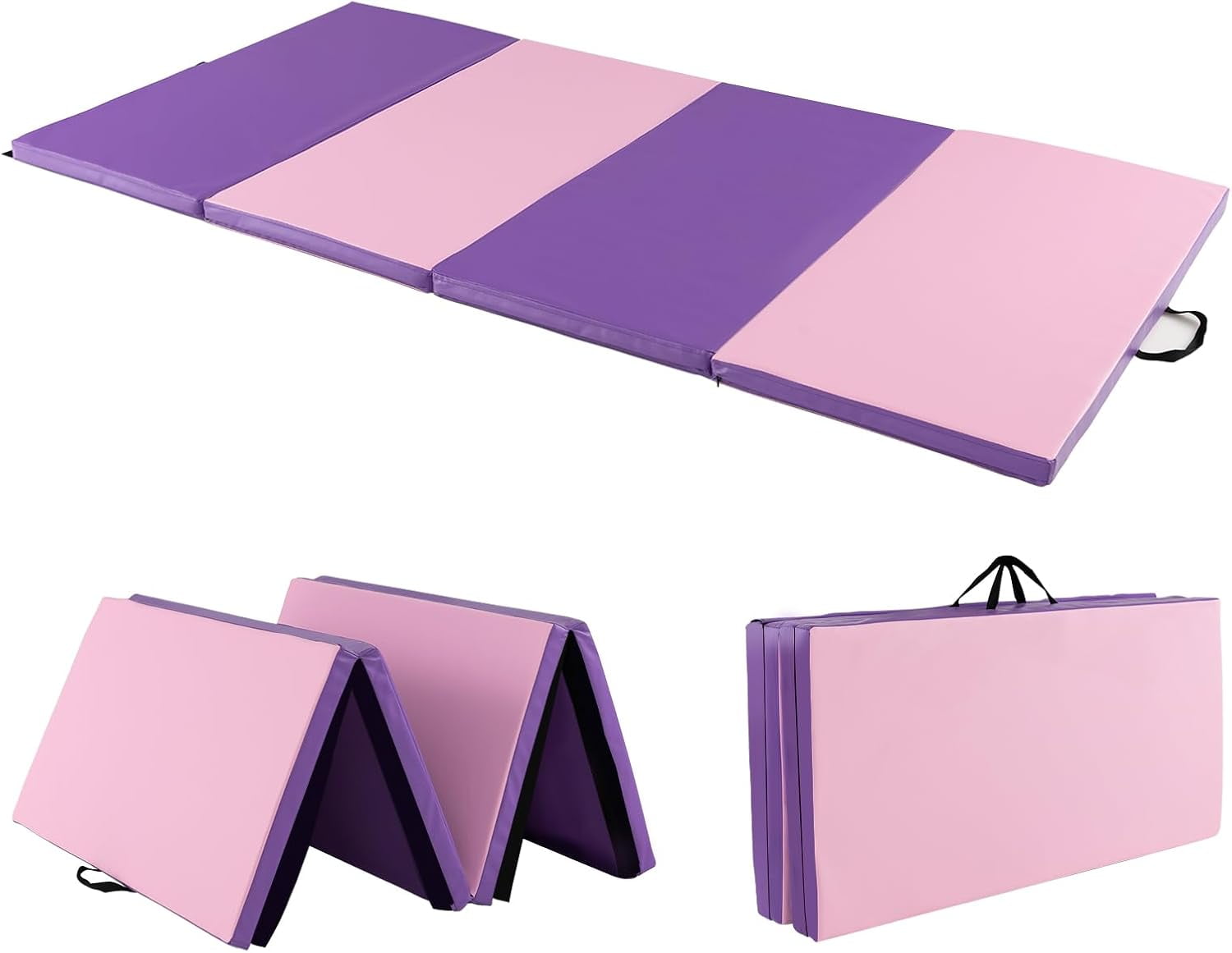 RONG-3 Gymnastics Mat, Thick Folding Tumbling Mat with Carrying Handles ...